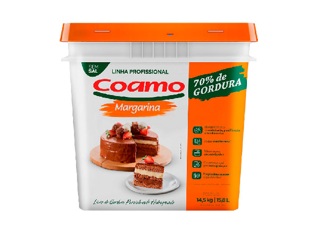 Margarina 70% Lip S/S Coamo 14,5KG Zero Trans Crem | MegaG Alimentos